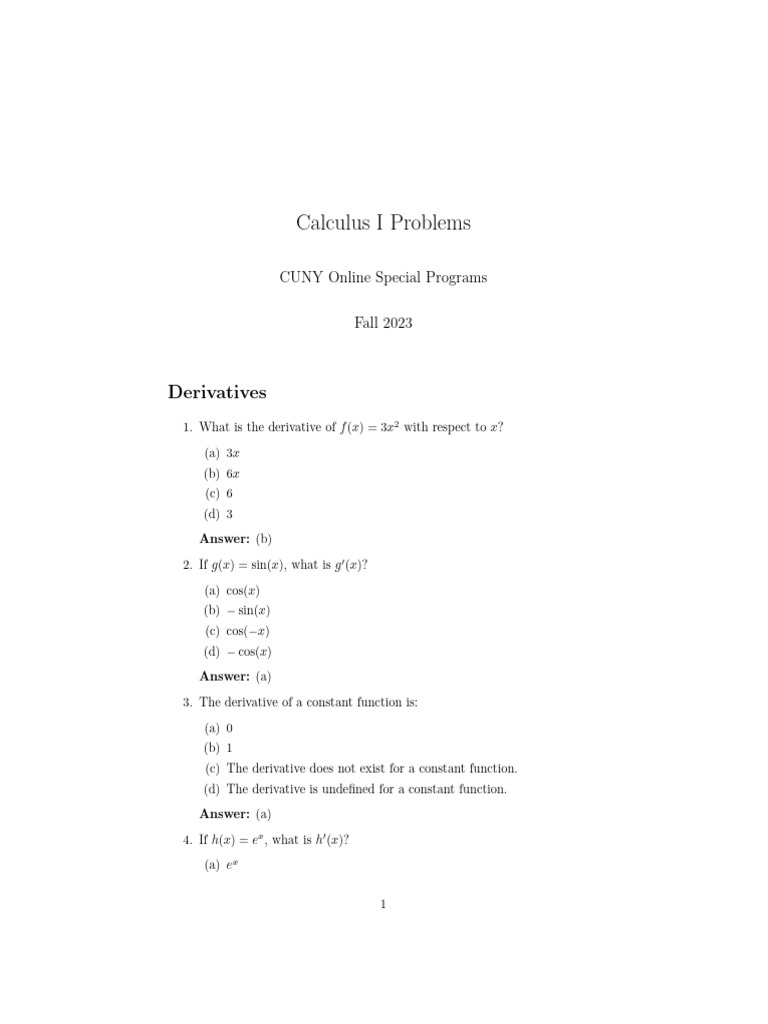 Week 1 | PDF | Derivative | Mathematical Concepts