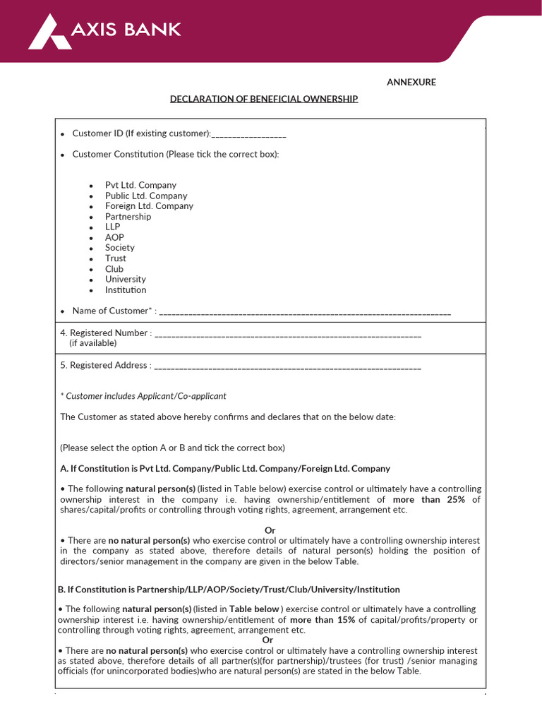 Beneficial Ownership Declaration | PDF | Ownership | Trust Law
