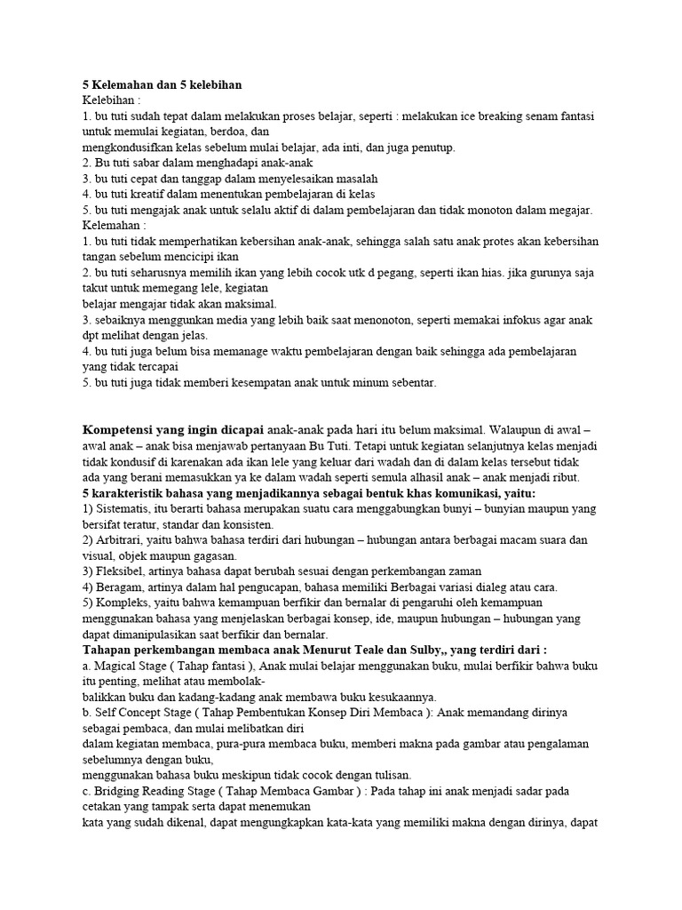 5 Kelemahan Dan 5 Kelebihan | PDF