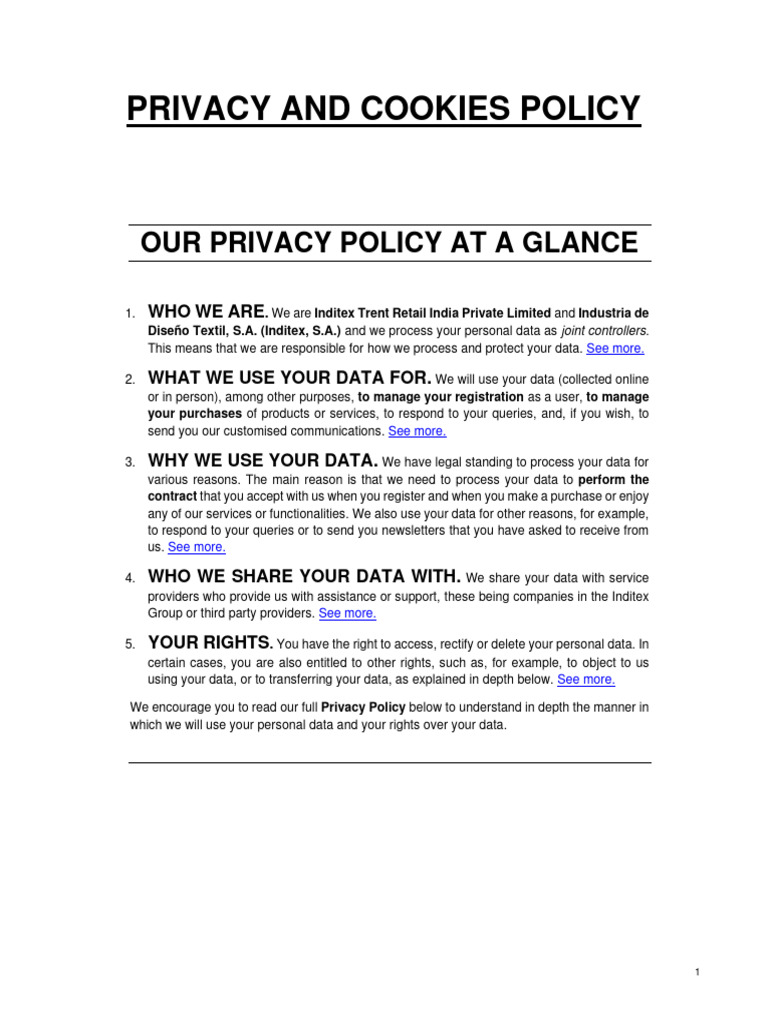 Zara Privacy Policy en - IN 20230905 | PDF | Http Cookie | Privacy