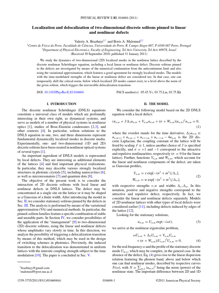 7-Localization and Delocalization of Two-Dimensional Discretesolitons ...