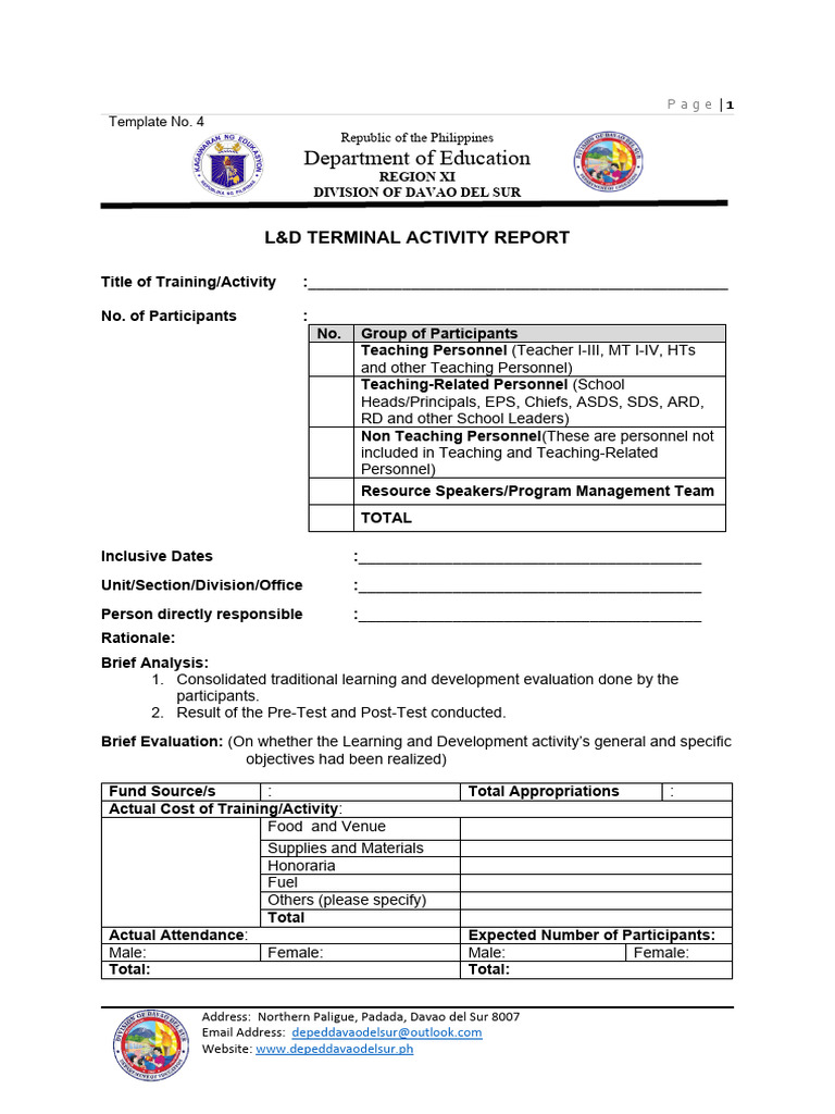 Template No. 4 LD Terminal Activity Report | PDF