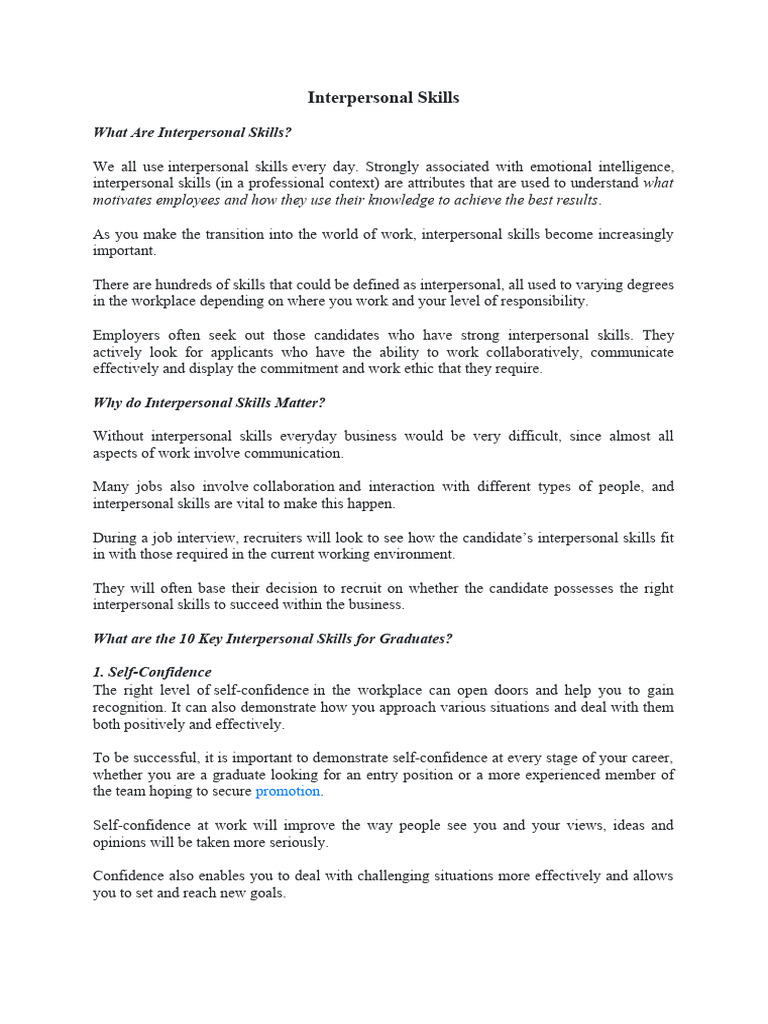 10 Key Interpersonal Skills | PDF | Body Language | Communication