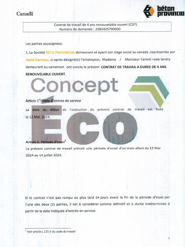 Contrat de Travail de 4 Ans | PDF