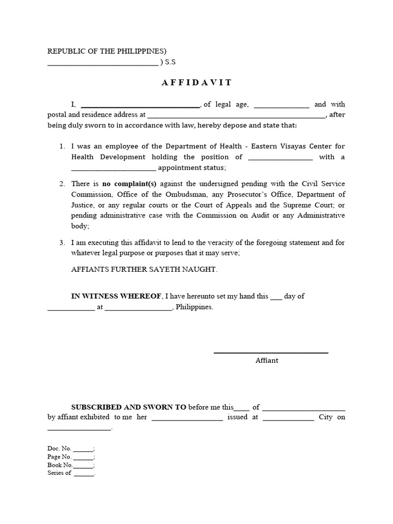 Affidavit of Employment Verification | PDF