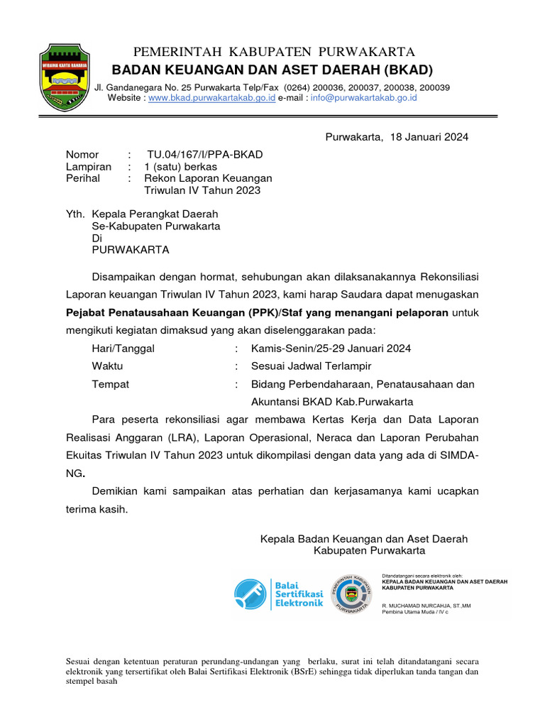SURAT REKON TRIWULAN IV 2023 (TTE)_signed_sign_sign | PDF