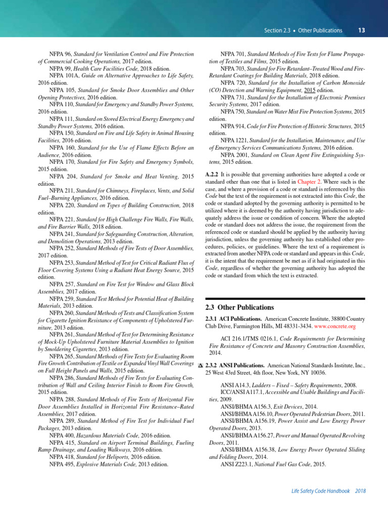NFPA Life Safety Code Publications 2018 | PDF | Fires | Firefighting