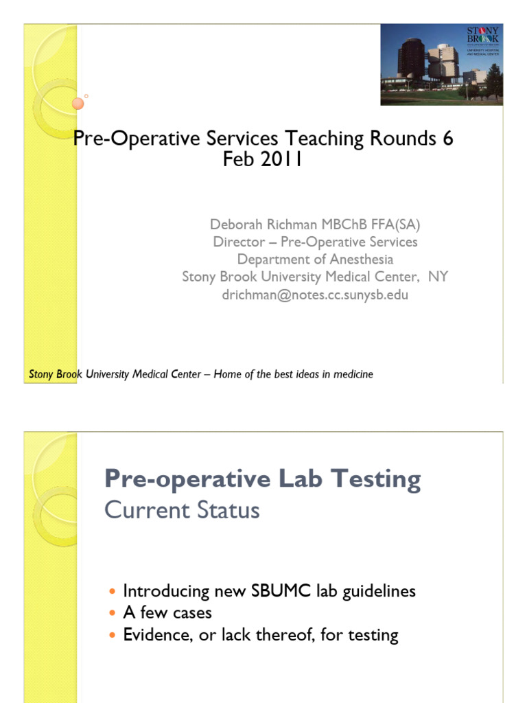 Pre-Operative Lab Testing Guidelines | PDF | Surgery | Joint Commission
