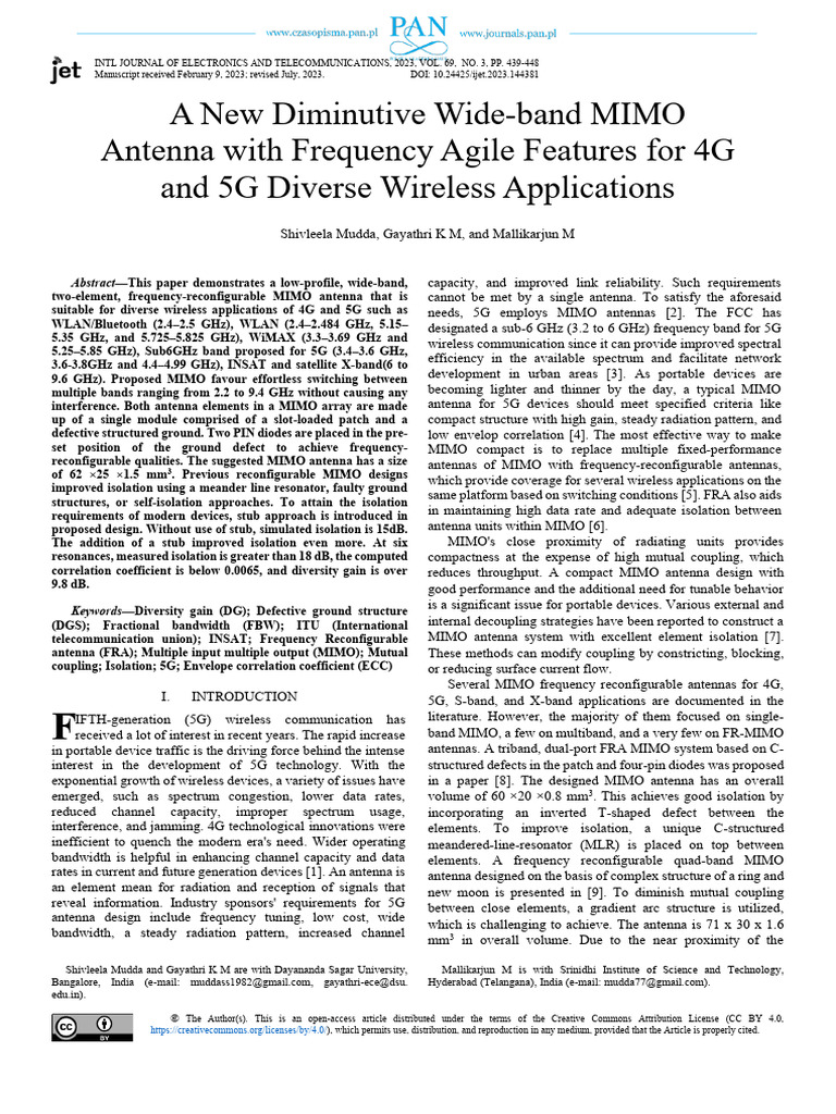 A New Diminutive Wide-Band MIMO Antenna With Frequency Agile Features For 4G and 5G Diverse ...