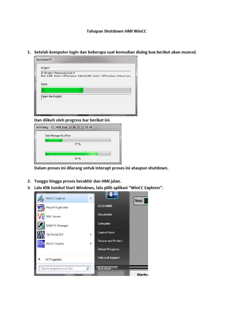 Tahapan Shutdown HMI WinCC | PDF