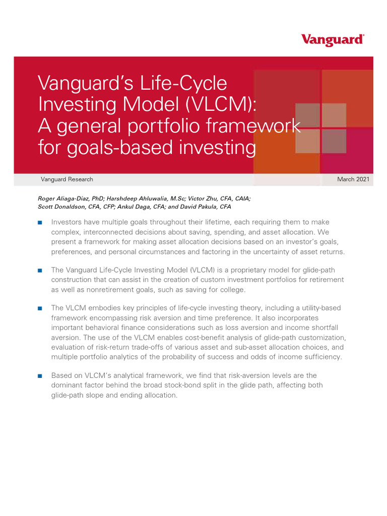 Vanguards Life Cycle Investing Model VLCM A General Portfolio Framework ...