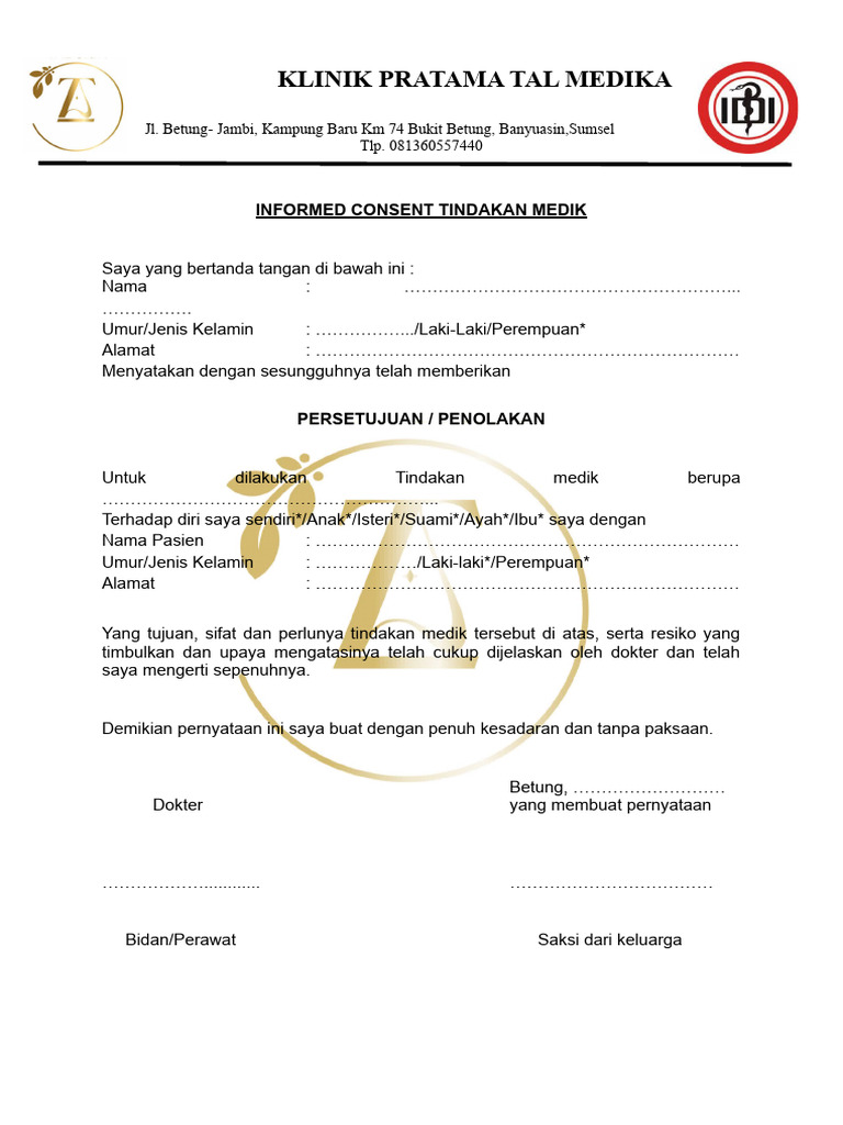 Contoh Informed Consent Tindakan Medis | PDF