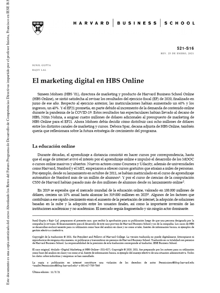 El Marketing Digital en HBS Online | PDF | Máster en Administración de ...