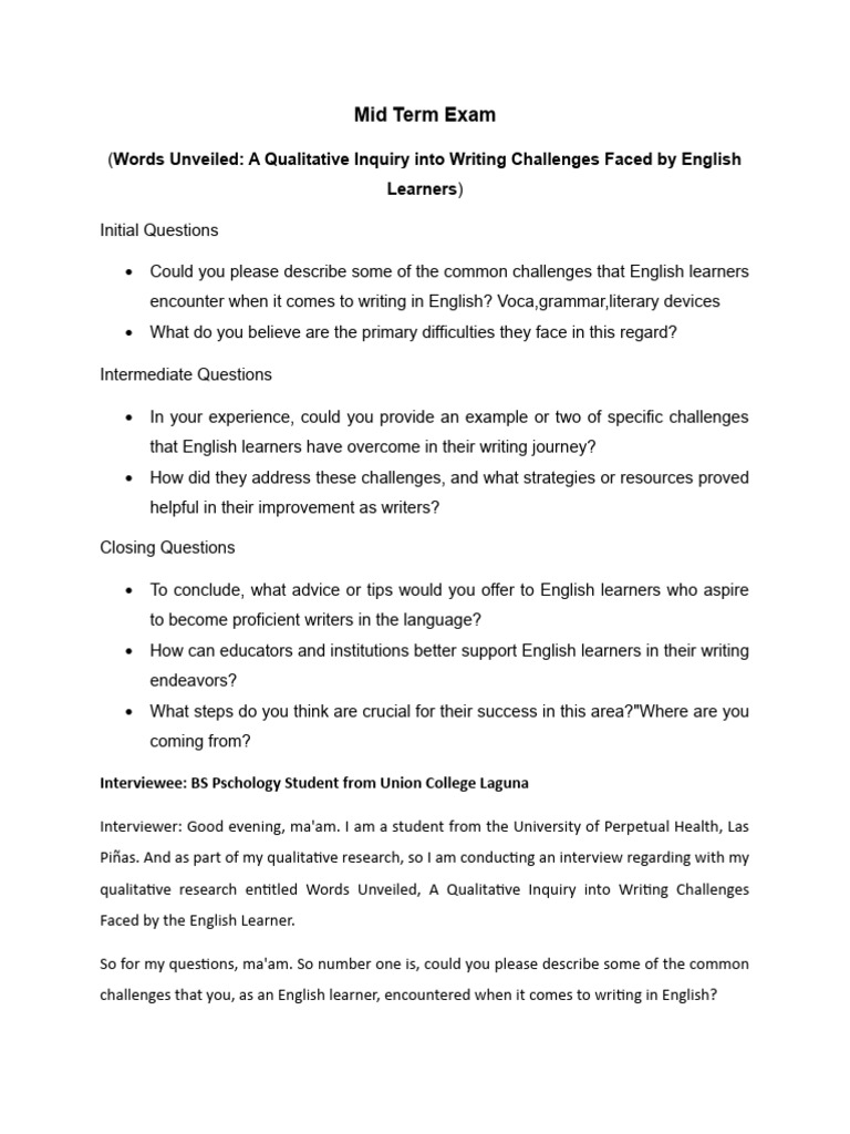 RONNEL - 2nd Interview - QUALI | PDF | Linguistics | Human Communication