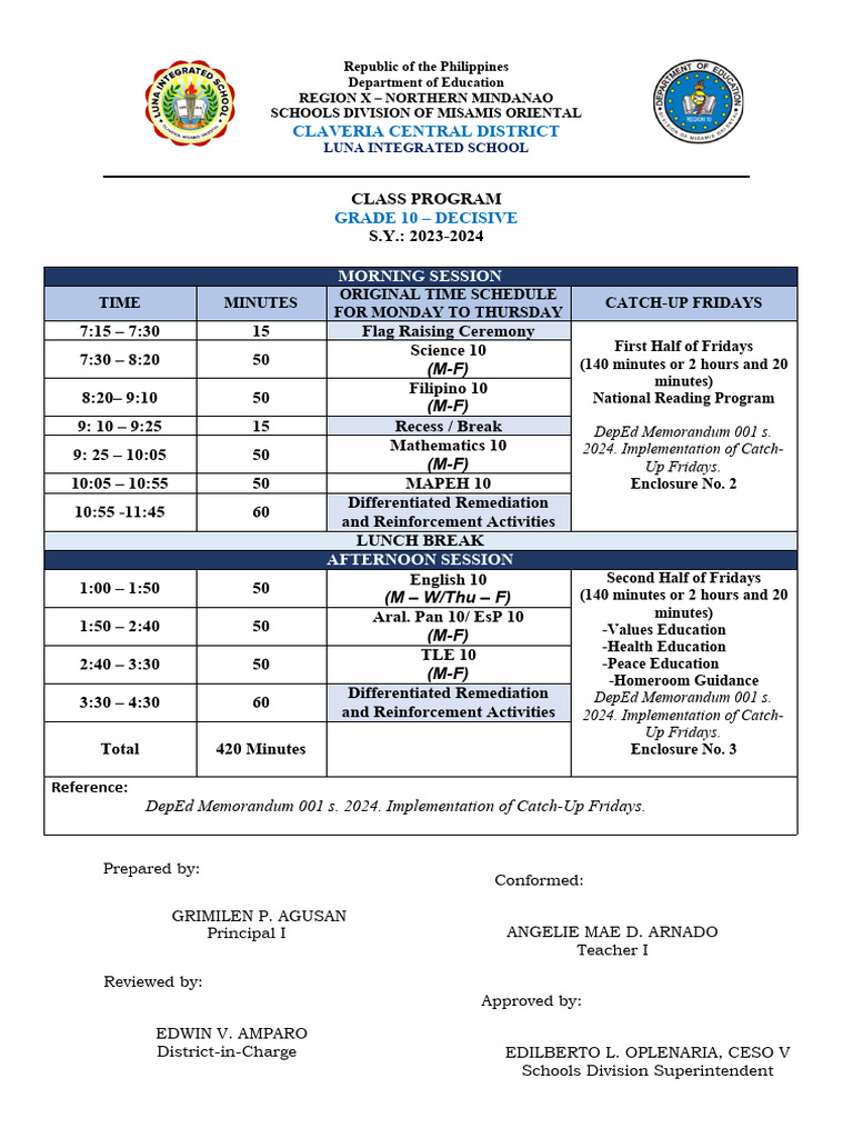 CLASS PROGRAM-catch Up Friday | PDF | Social Institutions | Philippines