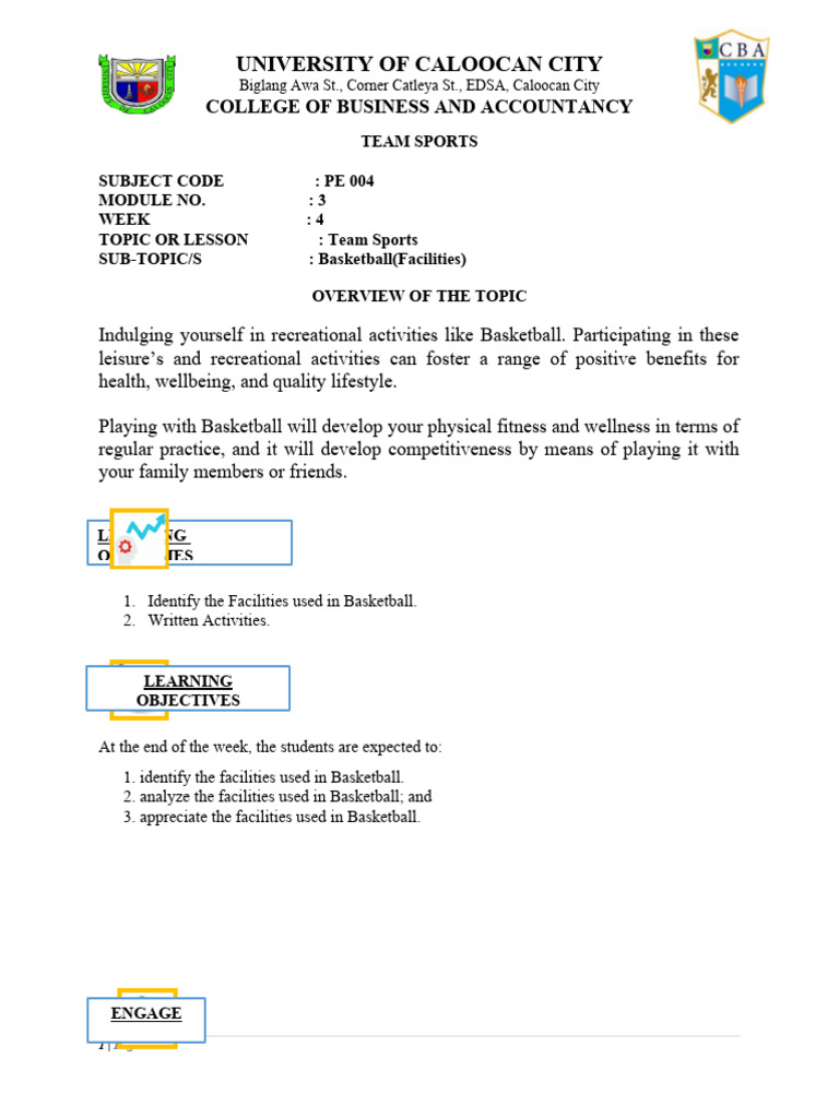 Module 3 Week 4 PE 004 Facilities of Basketball | PDF