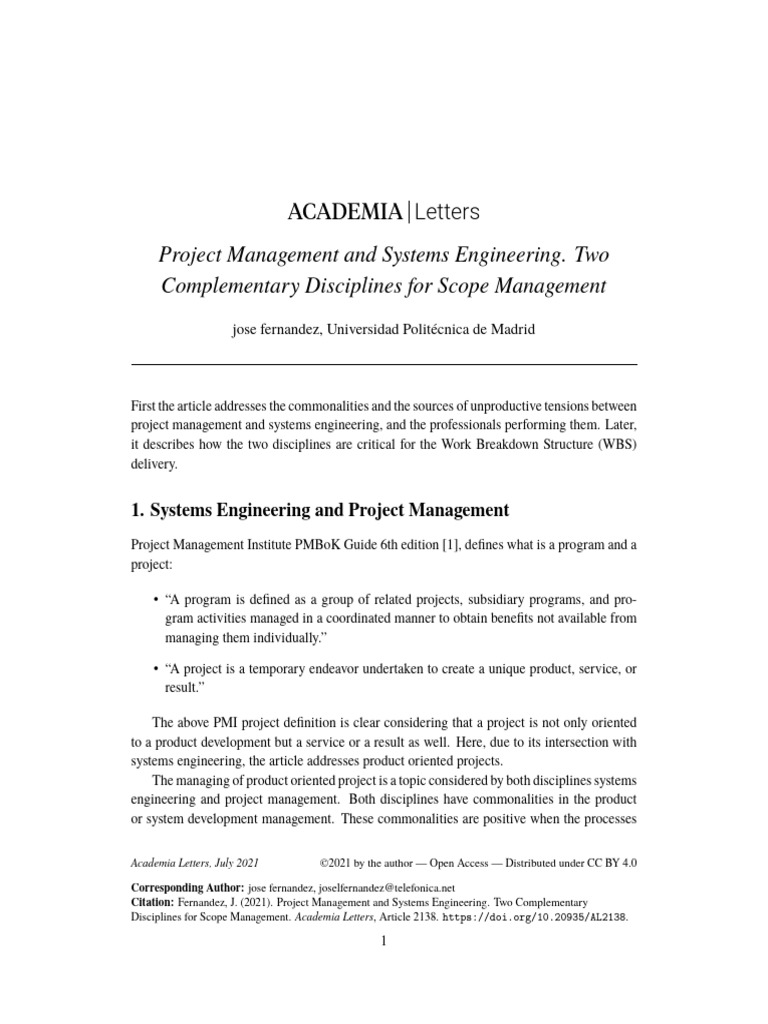 Integrating Project Management & Systems Engineering | PDF | Project ...