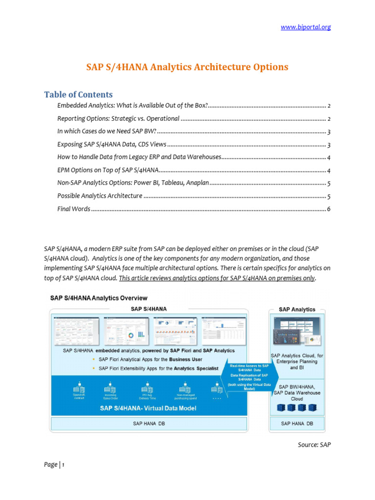 S4 Analytics Options | PDF | Analytics | Cloud Computing