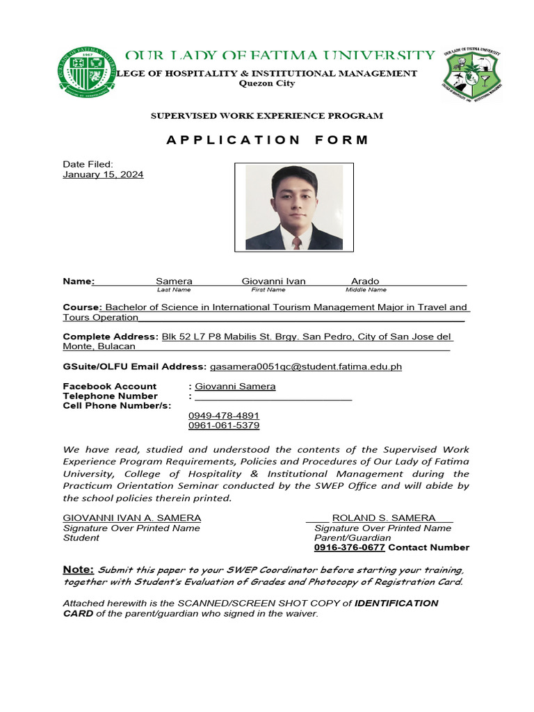 Swep Application Form 2024 | PDF