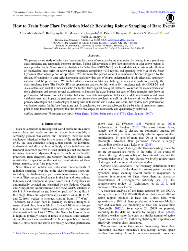 How To Train Your Flare Prediction Model | PDF