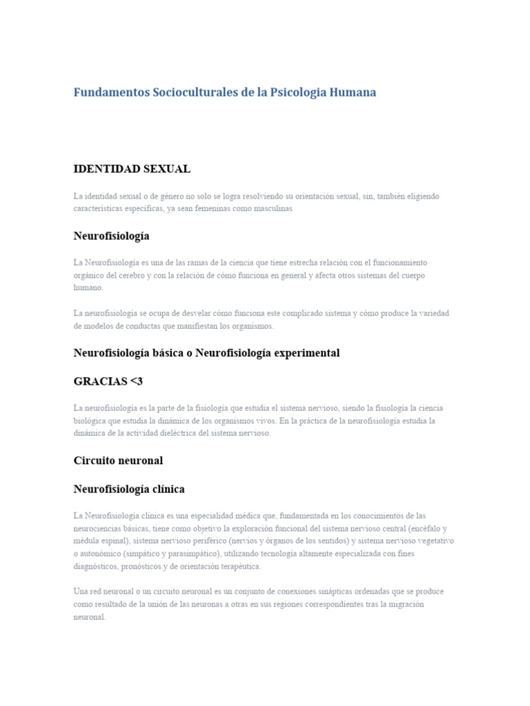 Fundamentos Socioculturales de La Psicologia Humana | PDF ...