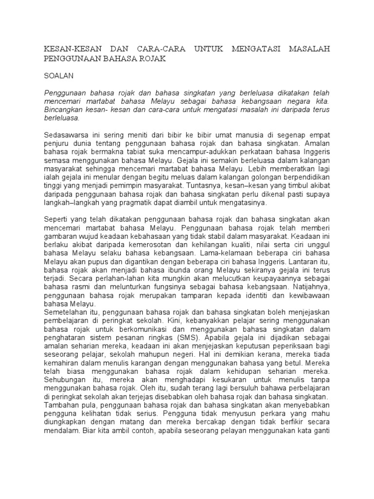 Kesan-Kesan Penggunaan Bahasa Rojak | PDF