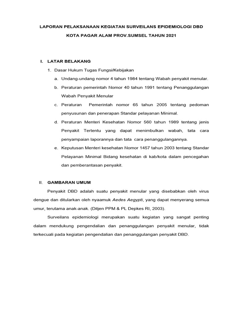 UKOM - Laporan Survei Epid DBD.2021 | PDF