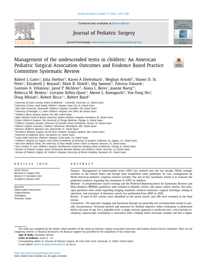 Pediatric Undescended Testis Management Review | PDF | Testicle ...