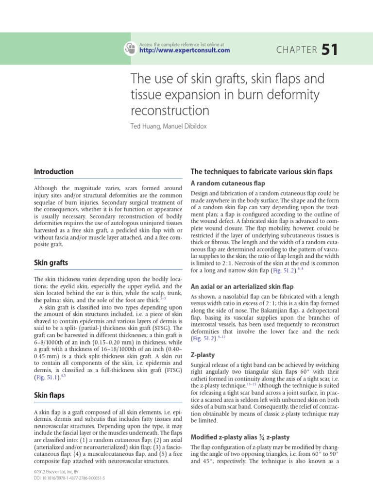 The use of skin grafts, skin flaps and tissue expansion in burn ...