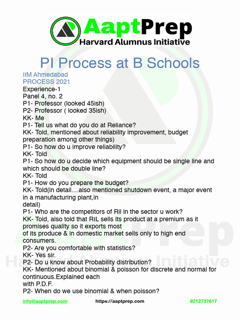 AaptPrep PI Process at B Schools | PDF