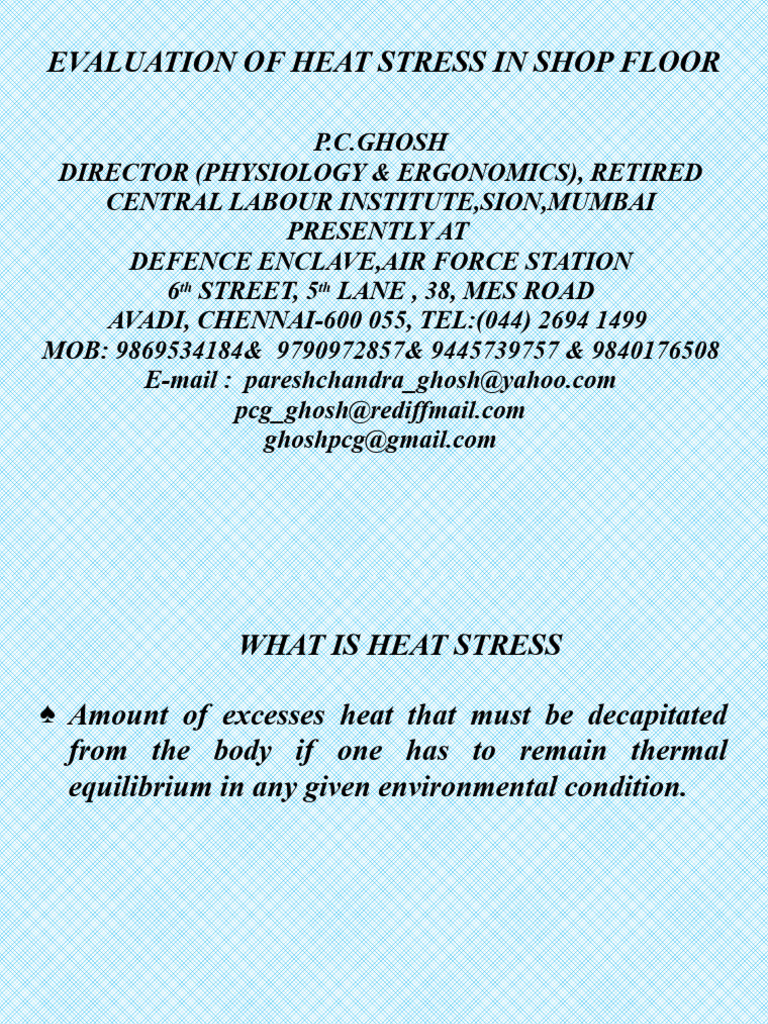 PCG (Evaluation of Heat Stress) | PDF | Temperature | Hyperthermia