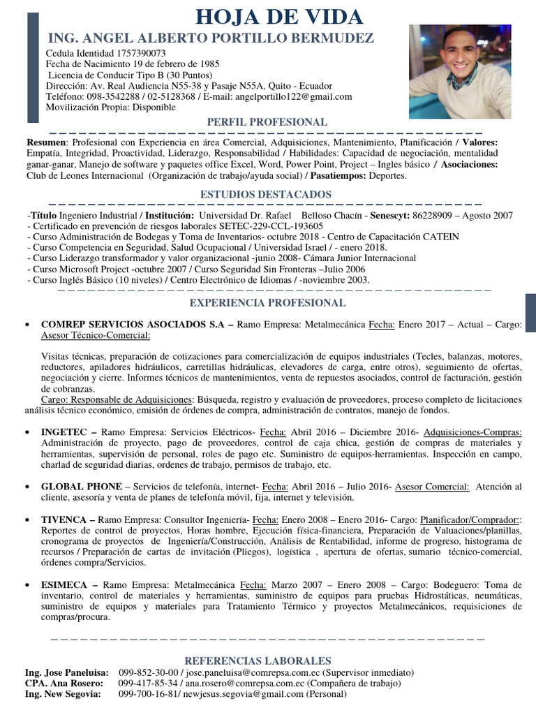 Curriculum A Angel Portillo B | PDF | Business