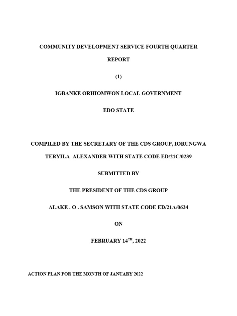 Community Development Service Fourth Quarter Report | PDF | Government