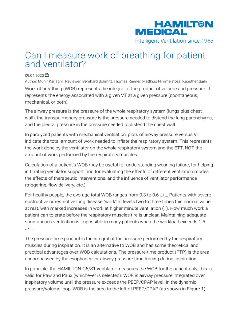 Can I Measure Work of Breathing For Patient and Ventilator | PDF