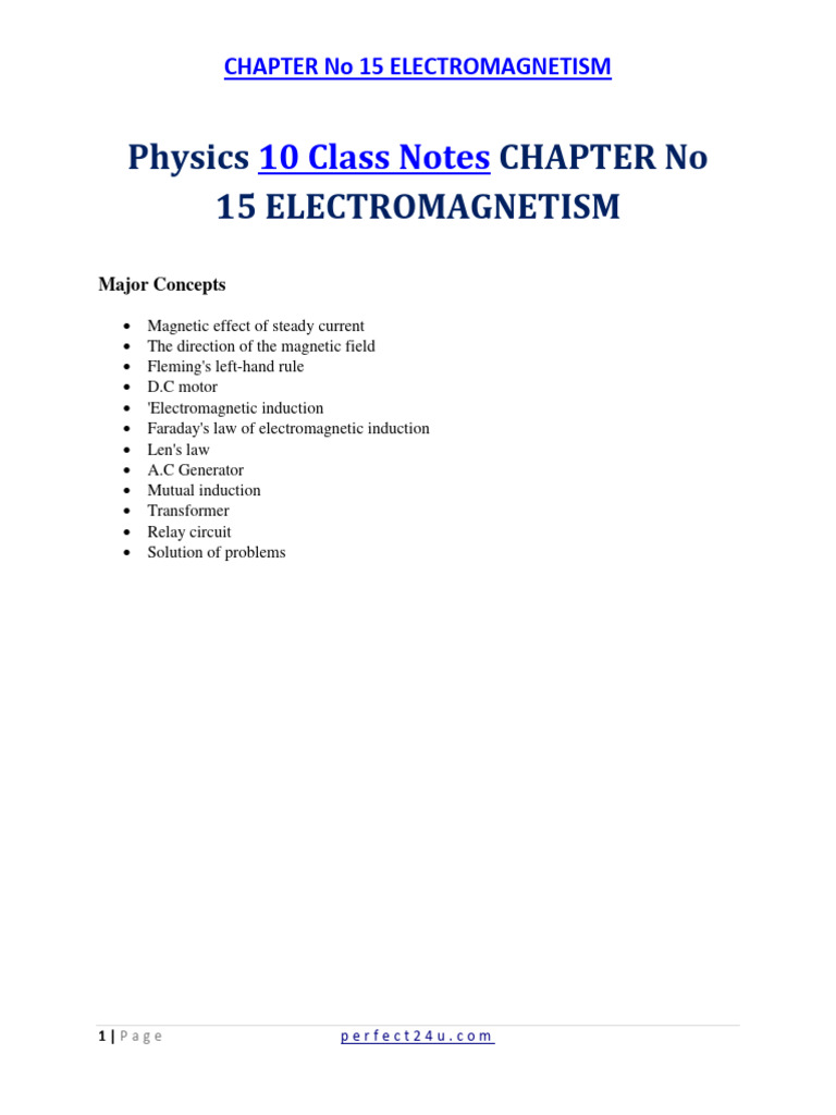 Physics 10 Class Notes CHAPTER No 15 | PDF
