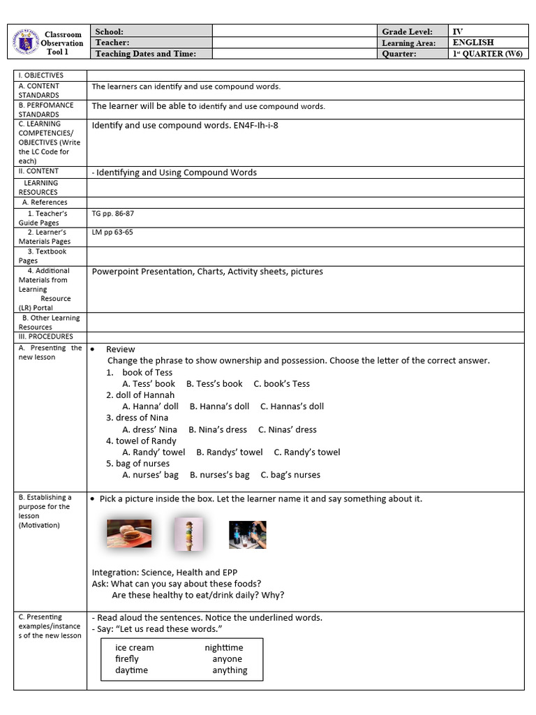 COT - Quarter 1 Week 6 - CW | PDF | Learning | Human Communication