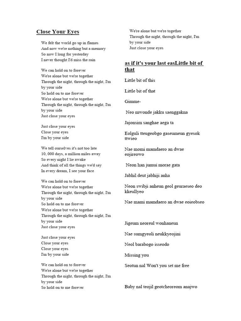 Close Your Eyes | PDF