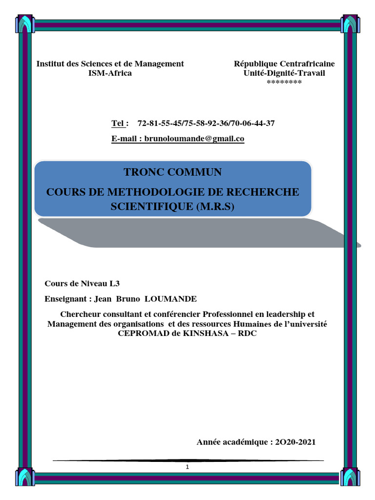 Cours de Méthodologie de Recherche | PDF | Science | la communication