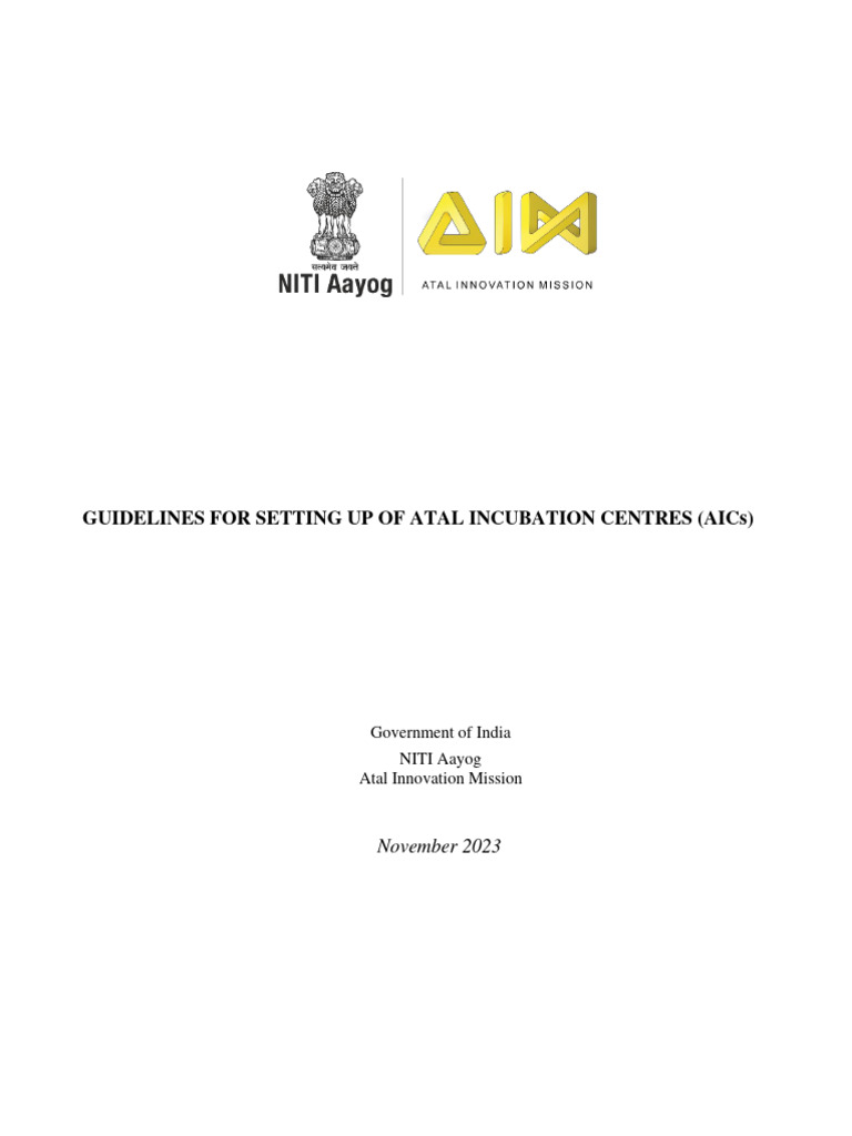Atal Incubation Centres Setup Guide | PDF | Startup Company | Small ...