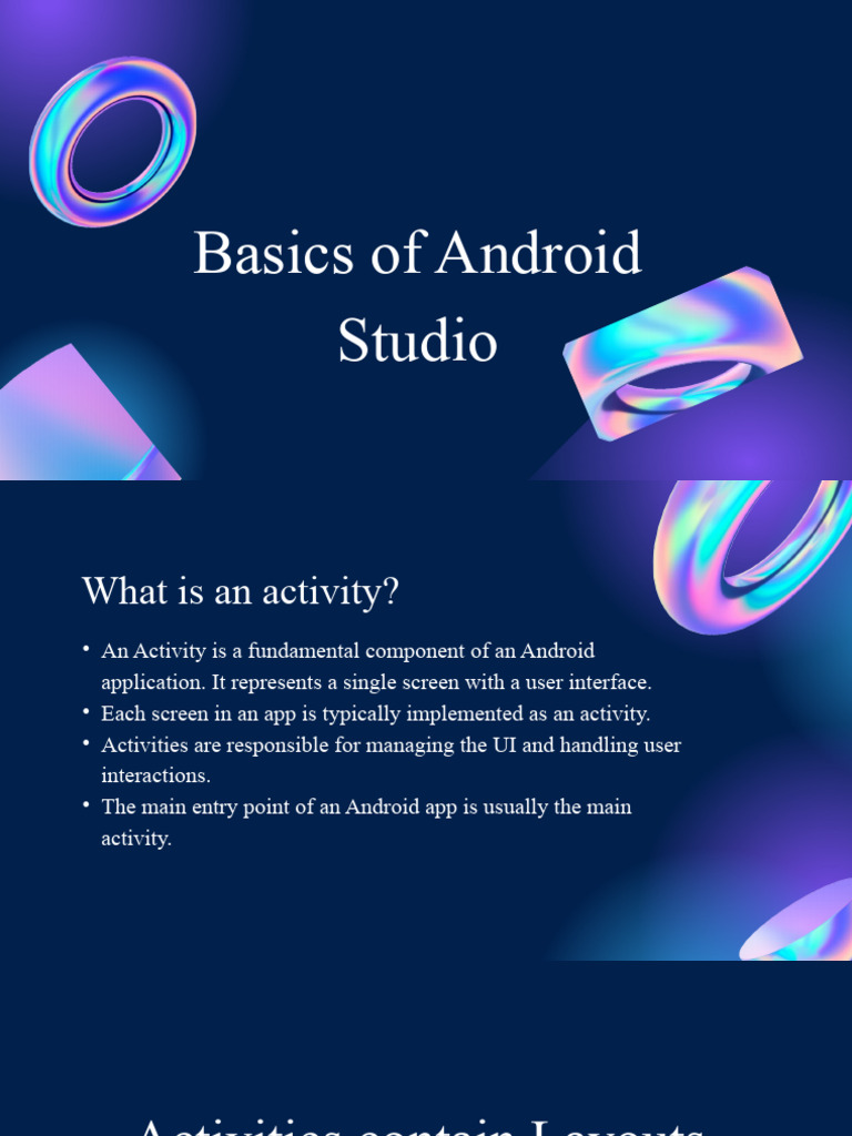 Android Studio Basics: Activities & Layouts | PDF | User Interface ...