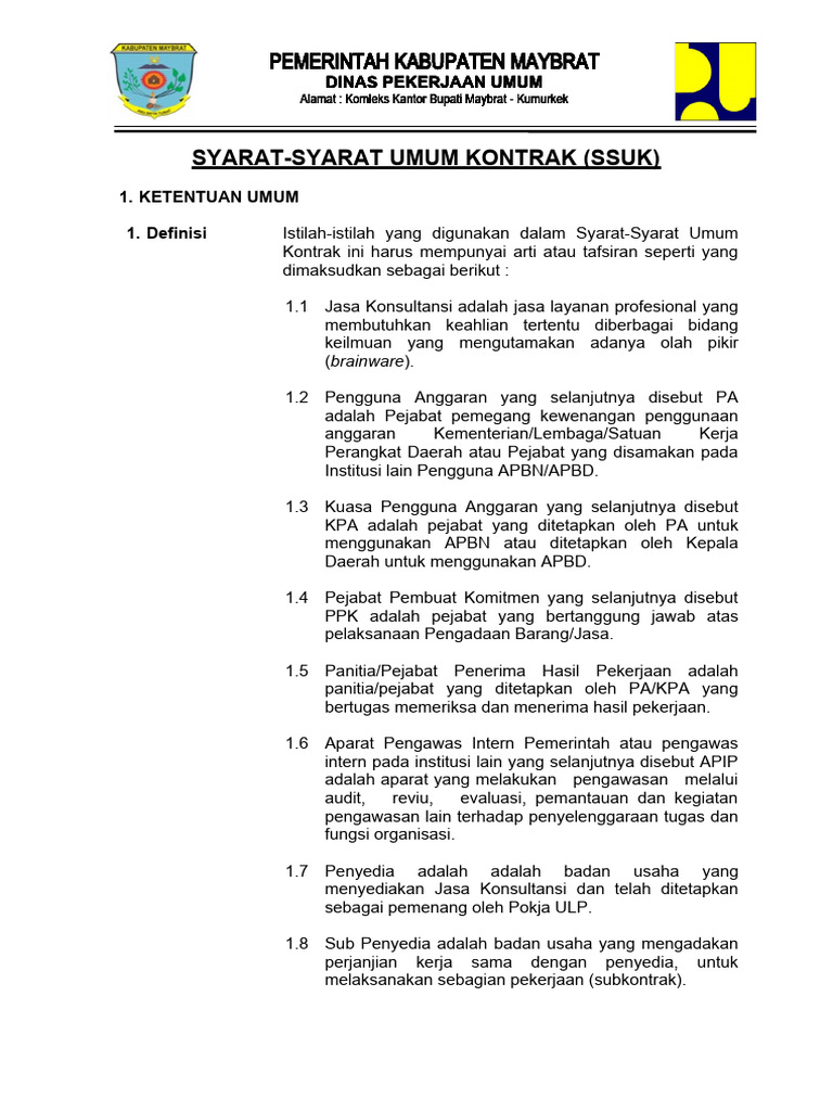 Syarat Umum Kontrak | PDF