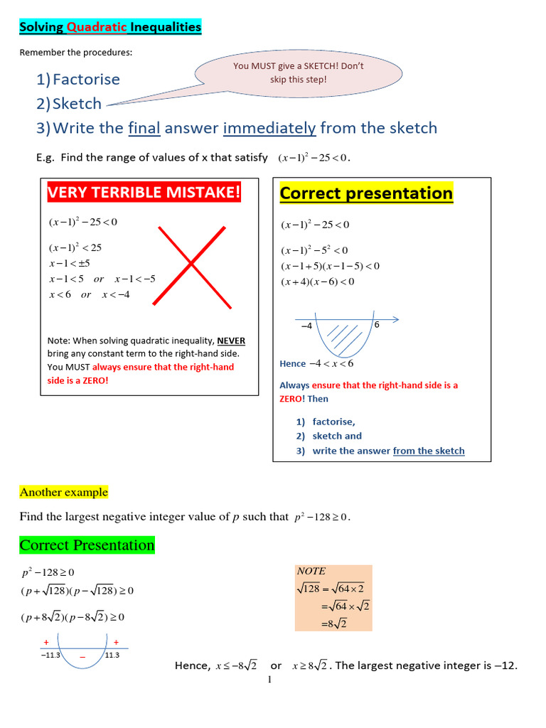 Discriminant, Quadratic Inequalities V2 | PDF | Quadratic Equation ...