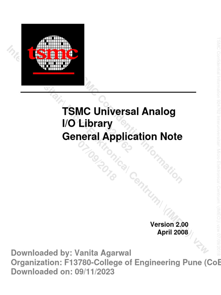 TSMC Universal Analog IO General Application Note 2 | PDF | Input/Output | Computing