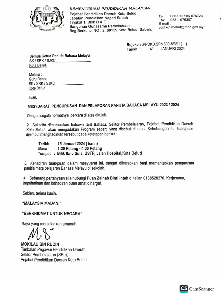 Surat Jemputan Mesyuarat | PDF