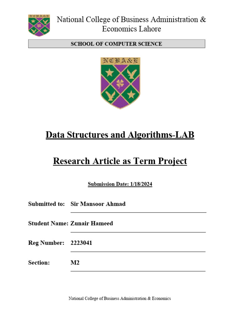 ZunairHameed DSA Lab | PDF