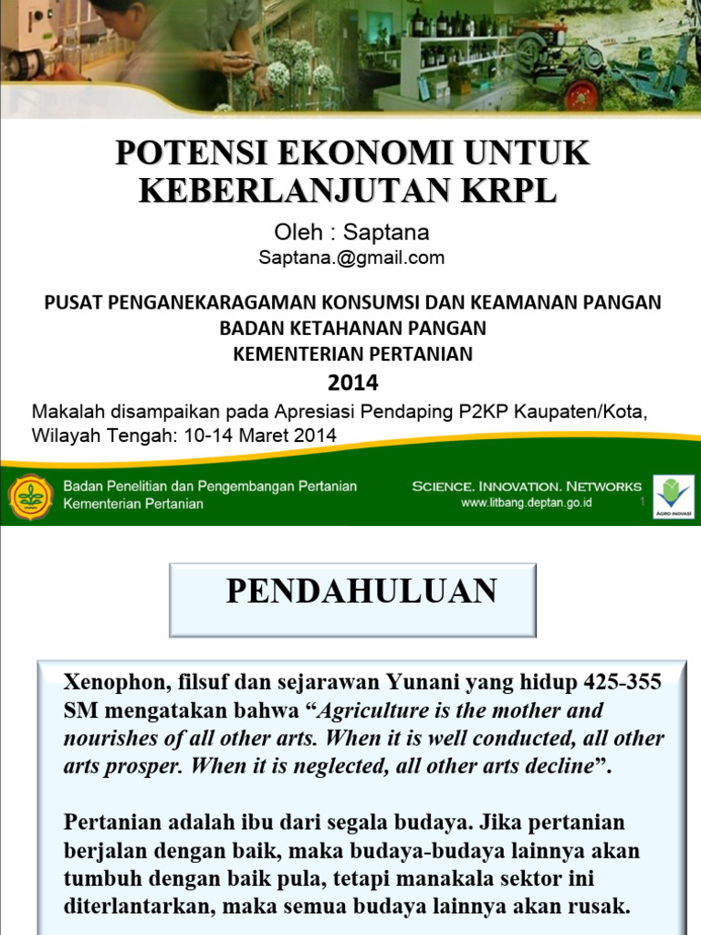 Potensi Ekonomi Untuk Keberlanjutan KRPL Wil Tengah4 | PDF
