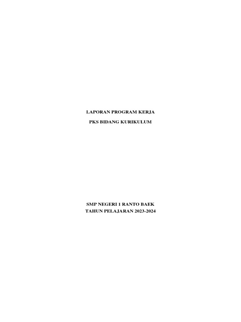 Laporan Program Kerja Pks Kurikulum | PDF