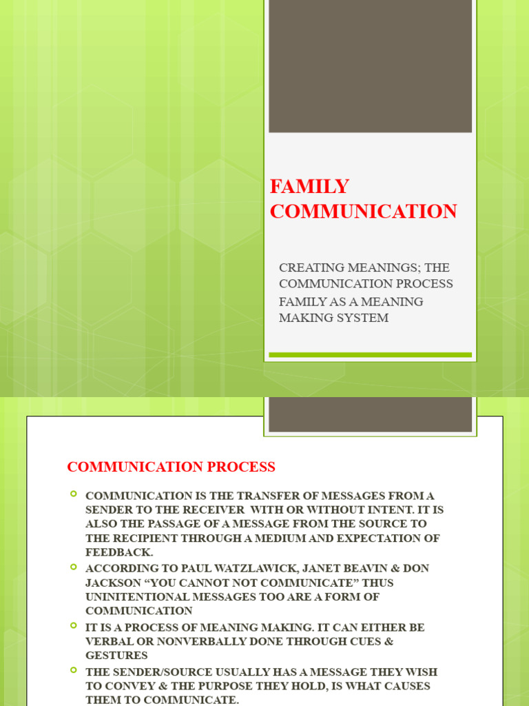 Family As A Meaning Making System. | PDF | Communication | Metaphor