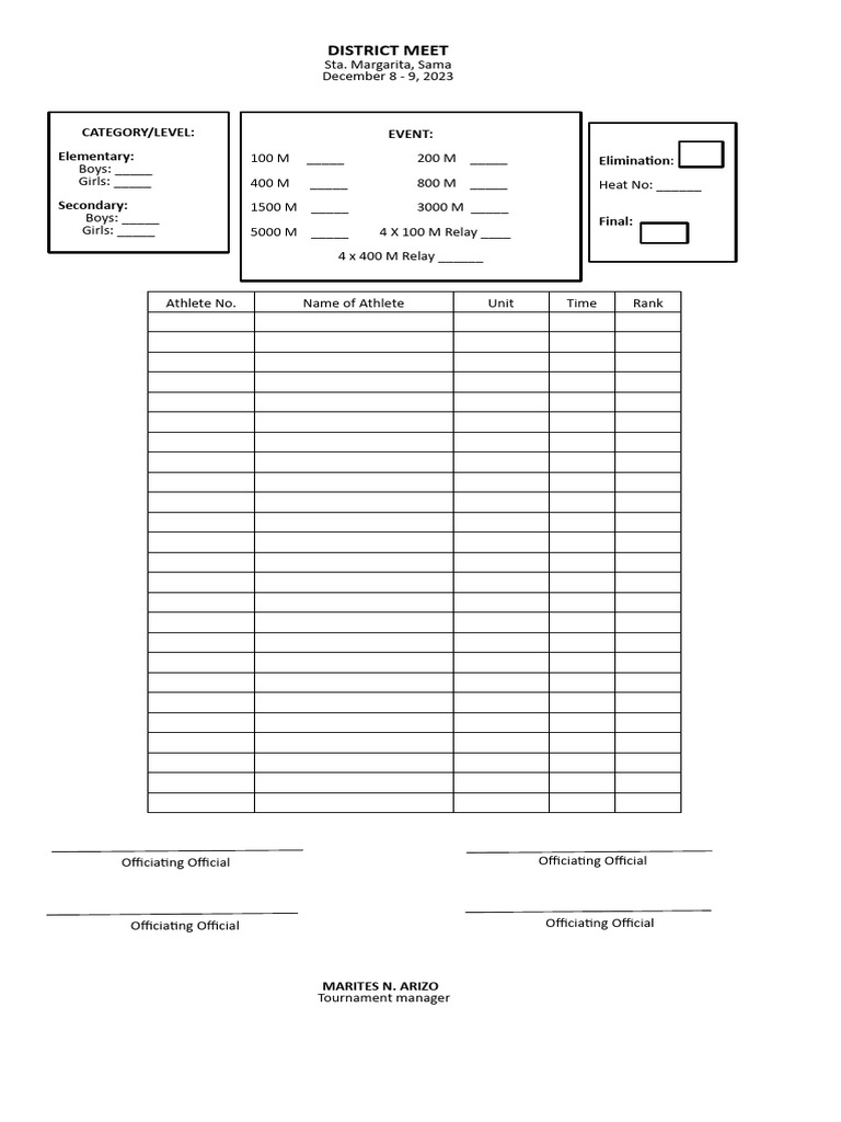 District Meet Forms Etc | PDF | Track And Field | Olympic Sports