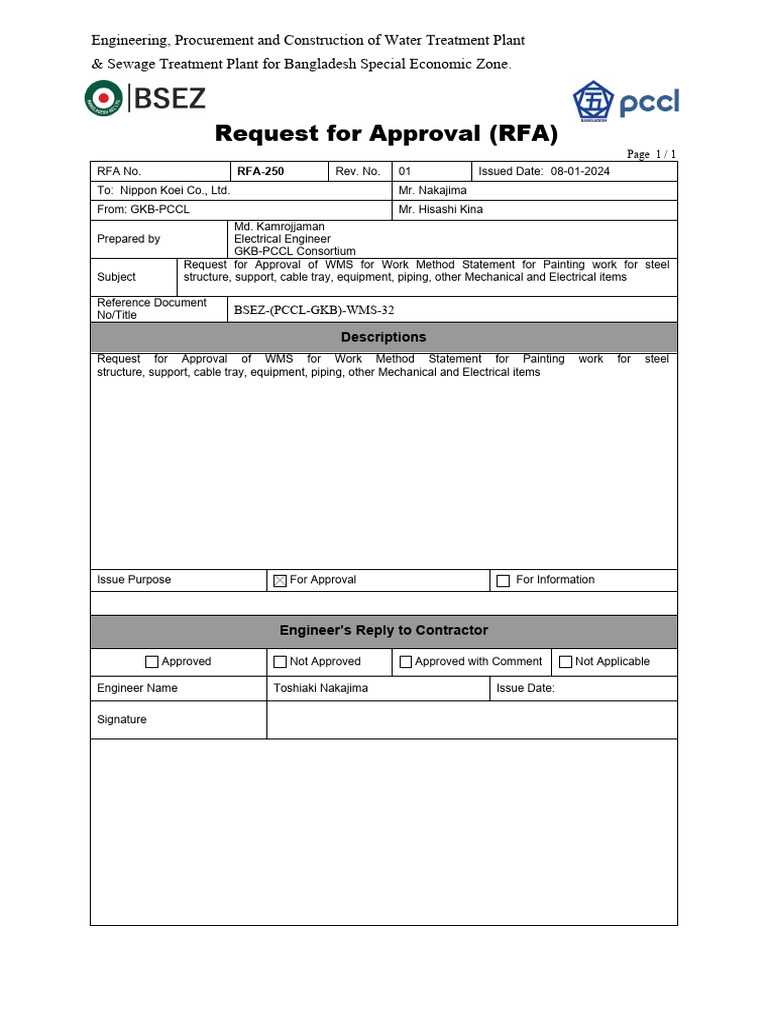 RFA For WMS For Electrical Galvanizing Paint | PDF